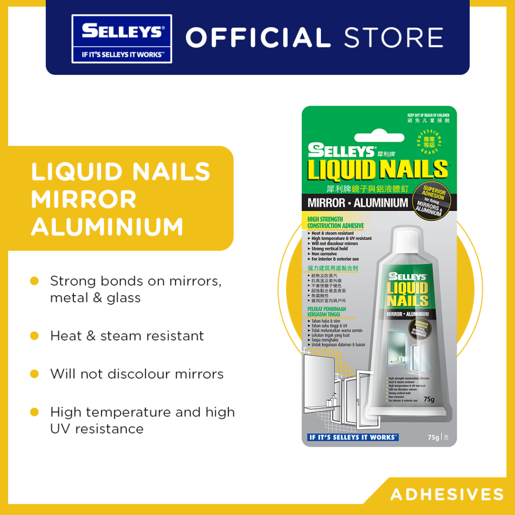 Buy Liquid Nails Mirror Aluminium Online at Selleys Singapore