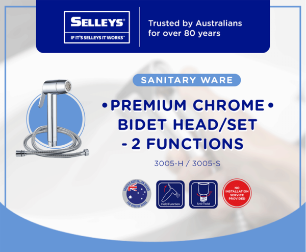 Premium Chrome Bidet Set - 2 Function - Selleys