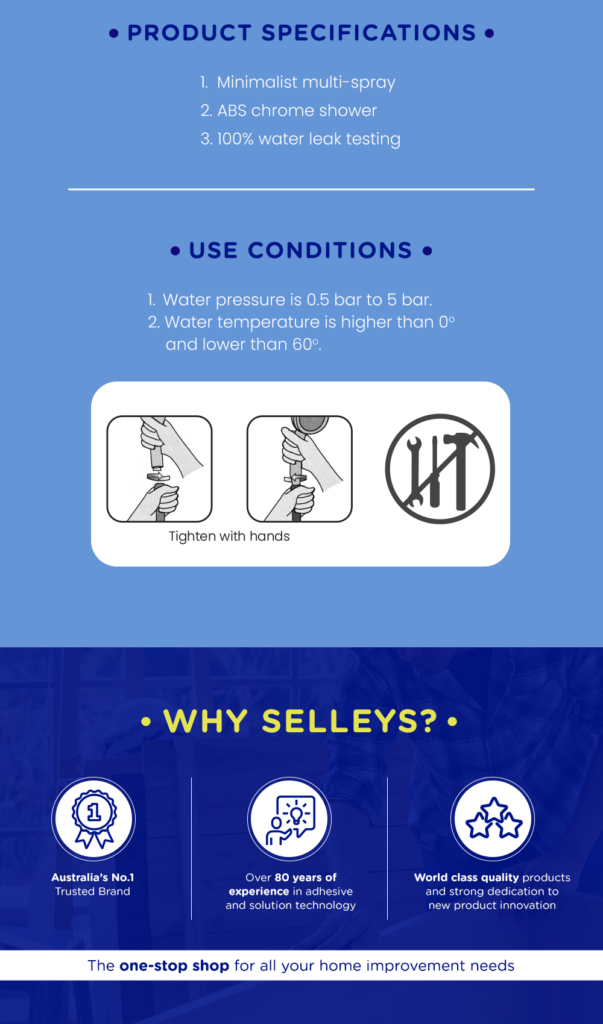 Chrome Shower Head/Set - 3 Function - Selleys