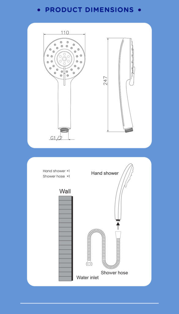 Premium Chrome Shower Head/Set - 3 Functions - Selleys