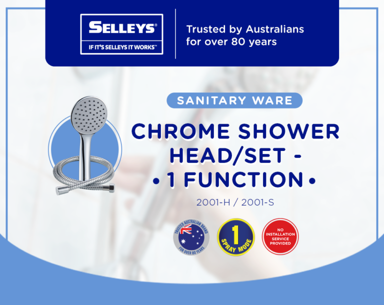 Chrome Shower Head/Set - 1 Function - Selleys
