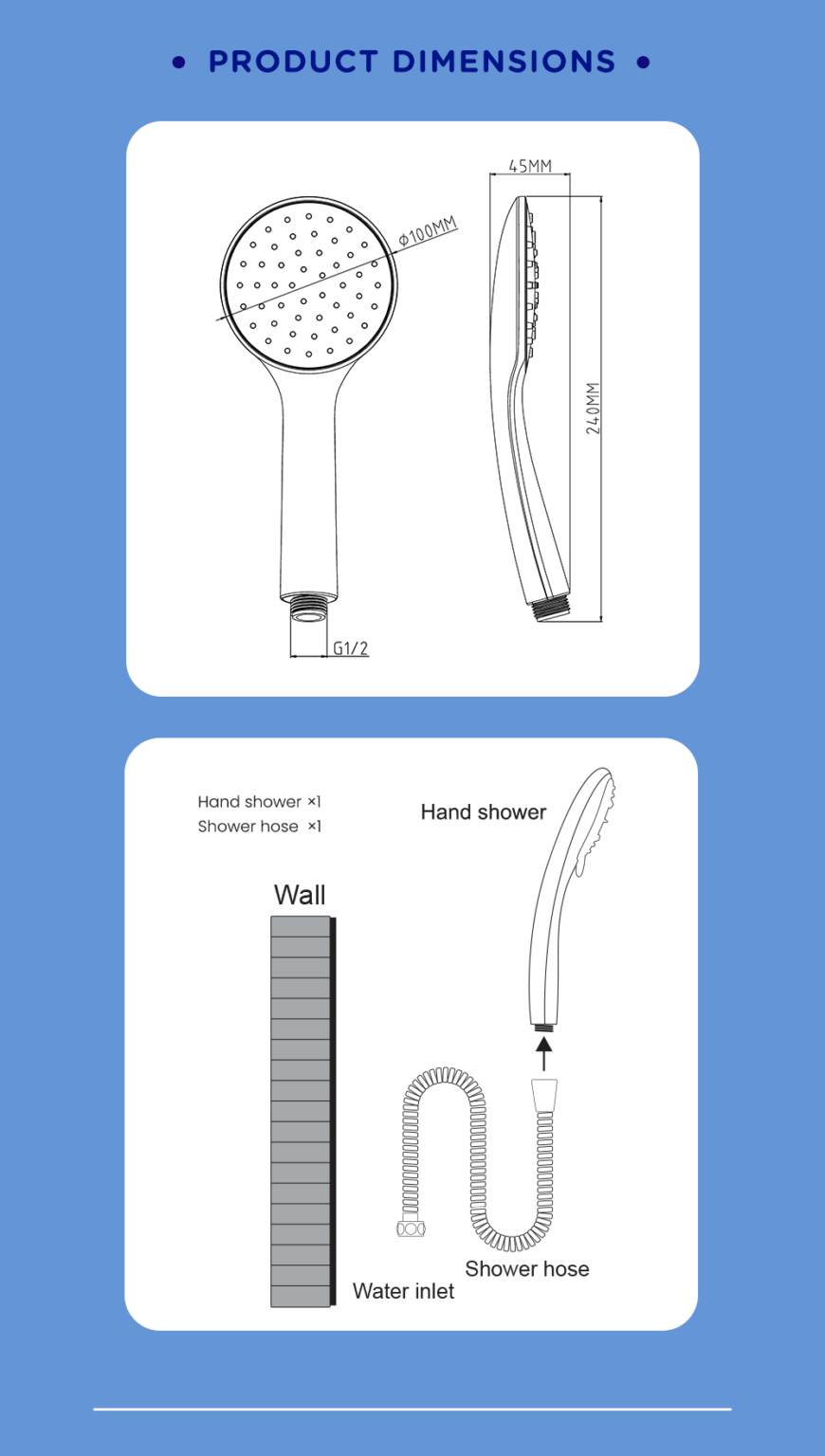 Chrome Shower Head/Set - 1 Function - Selleys